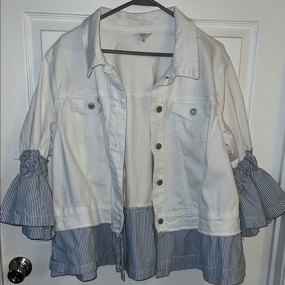 crown & ivy | Jackets & Coats | Womens Denim White And Blue Jacket ...